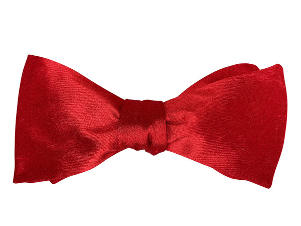Vermillion Red Silk Bow Tie